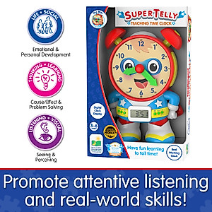 The Learning Journey - Super Telly Teaching Time Clock - Primary Color - Telling Time Teaching Clock - Toddler Toys & Gifts for Boys & Girls Ages 3 Years and Up - Award Winning Toys