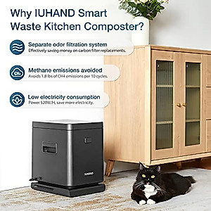 IUHAND Compost Bin Kitchen, Smart Waste Kitchen Composter, Electric Composter Indoor/Outdoor with Base, Food Cycler with 3L Capacity, Compost Machine for Countertop, Counter, Starry Gray