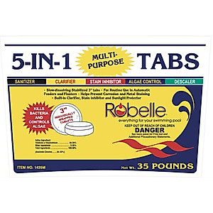 Robelle 1440M-K 5-in-1 3-Inch Multi-Purpose Swimming Pool Chlorine Tabs, 35-Pounds