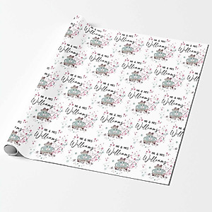 M YESCUSTOM Personalized Wrapping Paper Roll Custom Mr and Mrs Wedding Gift Wrap for Couple Husband Wife Car Flower Wrapping Tissue Paper for Wedding, Bridal Showers DIY Decoration 58" x 23"