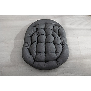 kikuwa Patio Rocking Chair, Indoor & Outdoor Backyard Oversized Rattan Egg Papasan Chairs, Comfy Upholstered Chairs, with Padded Cushion for Front Porch, Garden,Garden, Backyard (Grey)