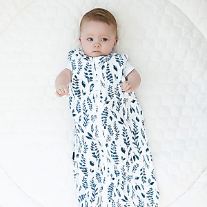 Bebe au Lait Premium Muslin Bedtime Sleeper, 12 - 24 Months - Blue Leaves