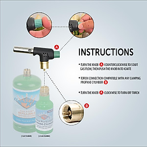 Flame King FK-PV777CGA Mini Propane Blow Torch Head 10,000 BTU for Kitchen, Soldering, Searing, Charcoal/Fire Pit Lighting