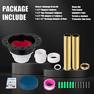 RANSOTO Freestanding Bathtub Drain Rough-in Kit with Brass Tail Pipes and Plastic Adapter Compatible with Island Bathtub, Standard bathtub, Floor Mounted Bathtub and Copper Bathtub