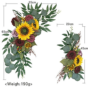 Colcolo 2Pcs Flower Swag Sunflowers Flower Garland Decor for Ceremony Backdrop