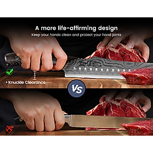 SYOKAMI Multifunction Carving Knife, 12 Inch High-Carbon Japanese Style Brisket Knife with Wood Handle, Damascus Pattern Full Tang Design, Razor Sharp Slicing Knife for Meat Cutting with Gift Box