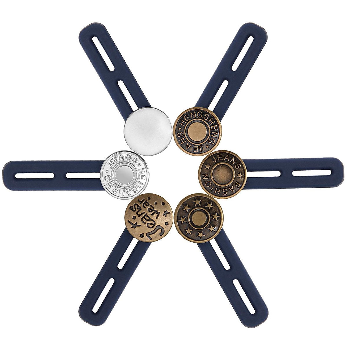 6 PCS Pants Extender Button, Luxiv Waistband Extender Buttons for Men and Women, Jeans Waist Extender Metal Buttons No Sew Button for Extender Jeans Pants Collar (2in)