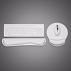 Mouse Pad With Wrist Support And Keyboard Rest Pad - White Mousepad Cushion for Hands, Palm, Carpal Tunnel - Ergonomic RestPad Mat on Desktop, Laptop, Computer, Desk PC.