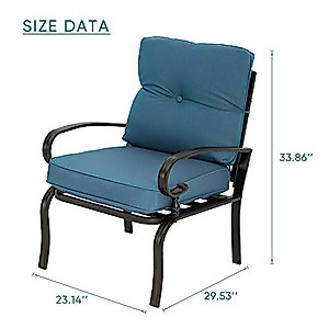 SUNCROWN Outdoor Metal Patio Dining Chair Set of 2, All-Weather Bistro Seating Chairs, Steel Frame Armrest Chairs with Thick Cushion - Blue