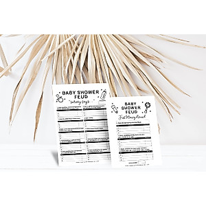 Your Main Event Prints Baby Shower Family Feud Game Fun Neutral Decorations 50 Family Feud Cards 3 Fast Money Round Cards 1 Instruction Card