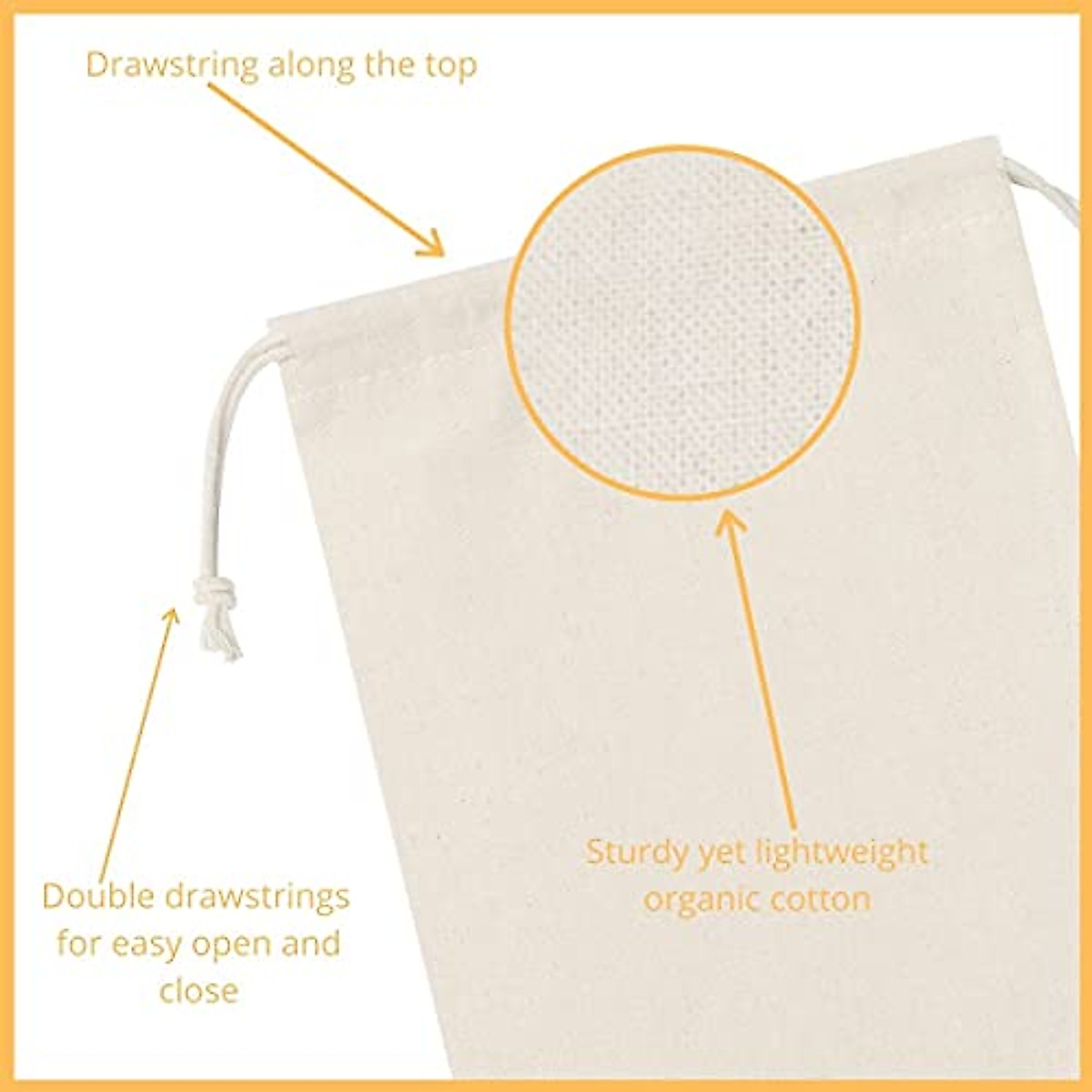 PALTERWEAR Drawstring Bags Bulk Wholesale - Pack of 100 - Size 6 x 8 (Natural Cotton - Double Drawstring)