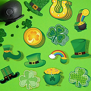 48pcs St. Patrick's Day Cutouts Shamrock Clover Cut-Outs for Classroom Bulletin Board Decorations