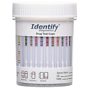 Identify Diagnostics Drug Test Cups - 25 Pack - 12 Panel CLIA Waived Instant Urine Drug Test Kit with 3 Adults for AMP,BAR,BUP,BZO,COC,MDMA,MET,MOP/OPI,MTD,OXY,PCP,THC