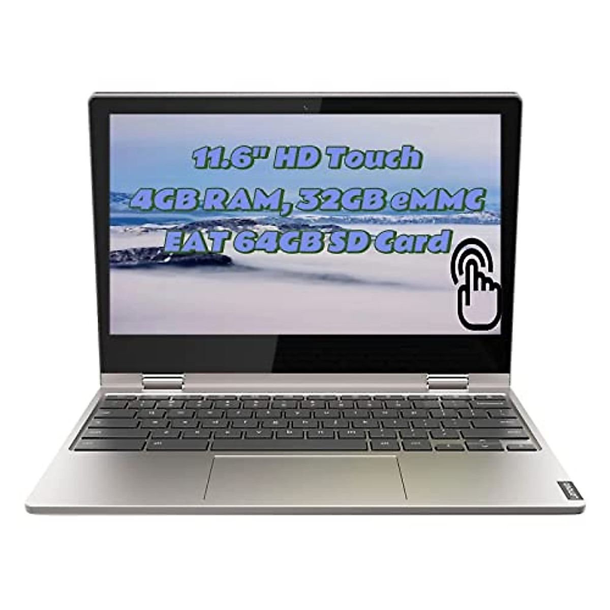 Lenovo ChromeBook C340 11.6" HD (1366 x 768) 2-in-1 360° flip-and-fold Design Touchscreen Laptop, Intel Celeron N4000, 4GB RAM, 32GB eMMC, Webcam, Bluetooth, Chrome OS, EAT 64GB SD Card, Platinum Gray