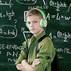 ONITOON Wired 85dB Volume Limited Over-Ear Headset, Foldable and Share Port for Toddler, Child Girls, Boys Travel School Phone Pad PC Tablet (Green)