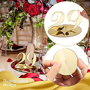 30 Pcs Table Numbers Gold Wedding Table Numbers for Reception Acrylic Banquets Table Numbers with Stand Holder Elegant Mirror Table Numbers for Wedding Party Birthday Anniversary Event Catering Decor