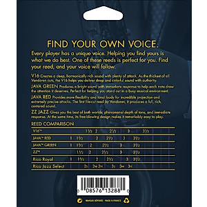 Vandoren SRMIXS25 Soprano Sax Jazz Reed Mix Card includes 1 each ZZ, V16, JAVA Green and JAVA Red Strength 2.5