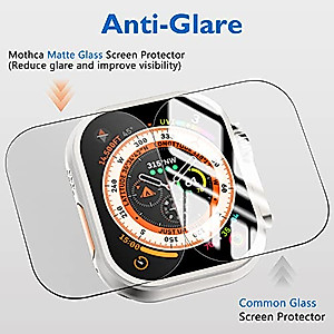 Mothca 2 Pack Tempered Glass Matte Screen Protector for Apple Watch Ultra 2 (49mm)/ Apple Watch Ultra (49mm) [Quick Fit Case] Auto-alignment HD Clear Touch Sensitive Anti-Scratch 9H Matte Glass Film