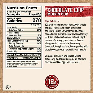 Kodiak Cakes Minute Muffins, Chocolate Chip, 2.36 Ounce (Pack of 12)