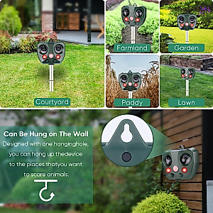 2024 Upgraded Ultrasonic Animal Repellent - Solar Animal Repeller with Motion Sensor & Strobe Light, Cat Repellent Outdoor Deer Repellent Devices for Rabbit Raccoon Squirrel Cat Skunk Dog Deer