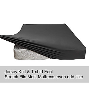 Stretch Full Size Fitted Sheet Only - 4-Way Stretchy Jersey Knit, Cozy T-Shirt Soft, Wrinkle Free, Snug Fit & Stay in Place, No More Slipping Off for Mattress (Deep: 5"-16") - Dark Gray, Full