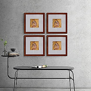 Coral Flower 8x8 Picture Frames 4 Pack, for Picture 4x4 with Mat or 8x8 whitout Mat Made of Solid Wood for Table Top Display and Wall Mounting Photo Frame,Light Cherry