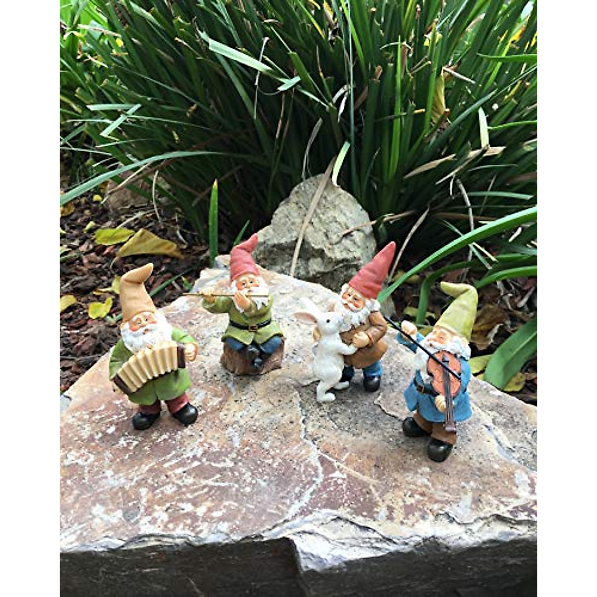 GlitZGlam Happy Gnomes Dancing Celebration! - 4- Piece Musical Garden Gnome Set for The Miniature Fairy Garden