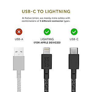 Native Union Night Cable - 10ft Ultra-Strong Reinforced Durable USB-C to Lightning [MFi Certified] Charging Cable with Weighted Knot Compatible with iPhone 14, iPhone 13 and Earlier (Cosmos)