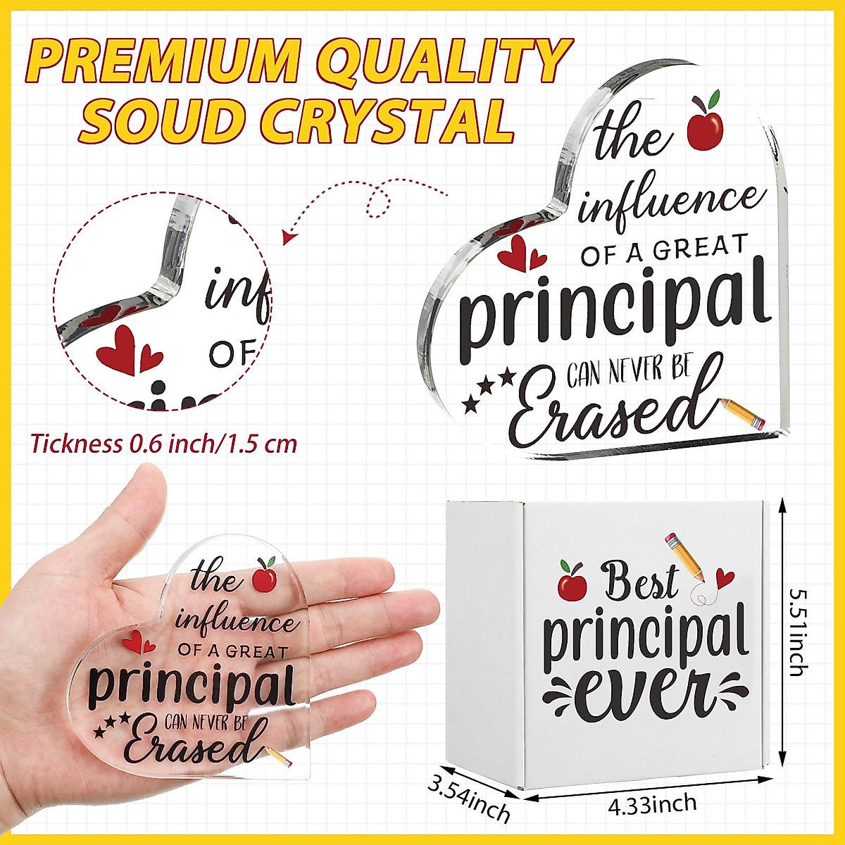 FoldTier 5 Pcs School Principal Appreciation Gifts for Women Men 12oz Principal Tumbler with Lid and Straw Principal Socks Stainless Steel Keychain Acrylic Heart Sign Gift Box for Principal Gifts