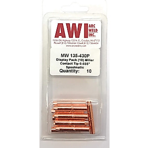 135-430 Miller Style Spoolmatic and XR 1st Generation Series Contact Tip .035-.052 - Arc Weld by Masterweld Pack of (10)