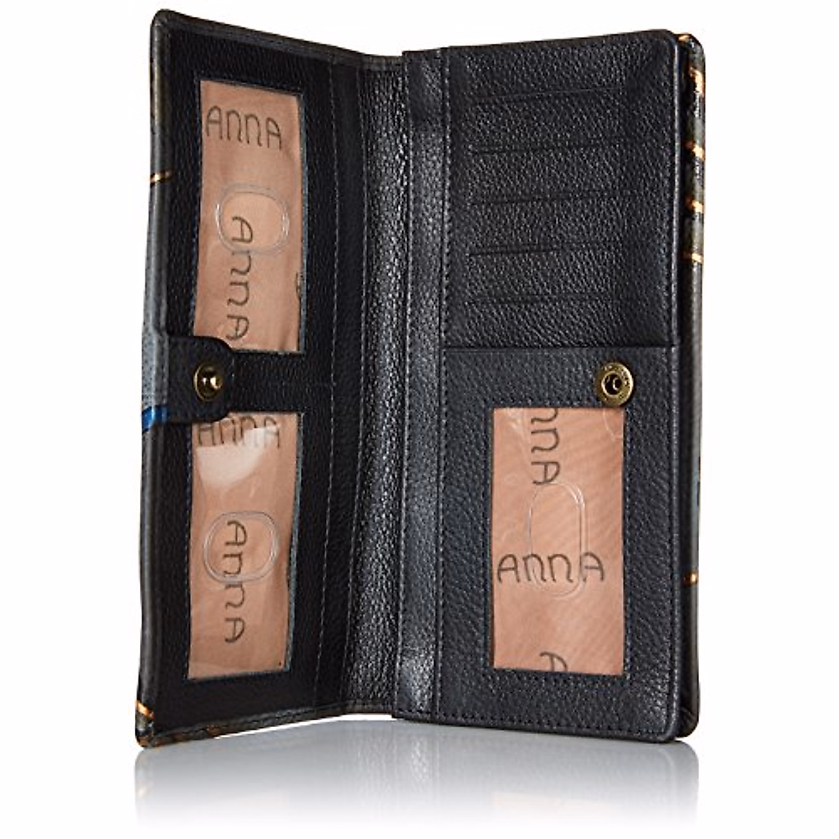 Anna by Anuschka Womens Handpainted Leather Ladies Wallet Snap Button Closure, Rose Safari Grey,One Size