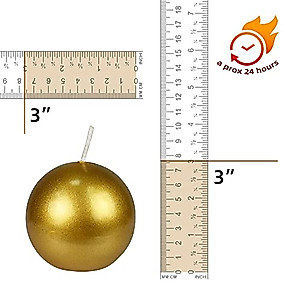 Zest Candle 6-Piece Ball Candles, 3-Inch, Metallic Gold