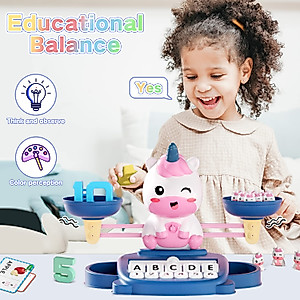 HOPEEYE Unicorns Kindergarten Preschool Learning Activities Math Counting Matching Letter Toys - Toddler Educational Toys for 3 4 5 6 7 Year Olds Girls Birthday Gift Games for Kids Ages 5-7 3-5