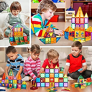MagHub Magnetic Tiles 85 PCS Magnetic Blocks for Kids, 3D Magnetic Building Blocks, Magnetic Stacking Toys Construction Kit,STEM Toys Gift for Toddlers Children Boys Girls Ages 3 4 5 6 7 8+ Year Old