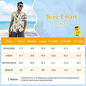 Funny Hawaiian Shirt for Men Short Sleeve Cruise Duck Button Up Shirt Mens Beach Tropical Vacation Aloha Shirt 3XL