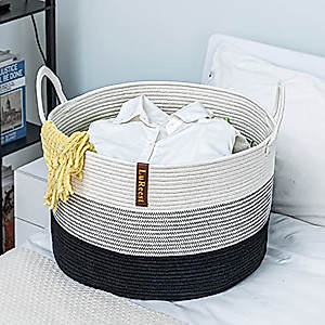 Laundry Baskets-Laundry Hamper,Storage Basket with Handles, Woven Storage Basket for Toys Bin,Pillows (Gradient Black)