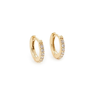 SHASHI Women's Katerina Hoop Earrings, Gold/Clear, One Size