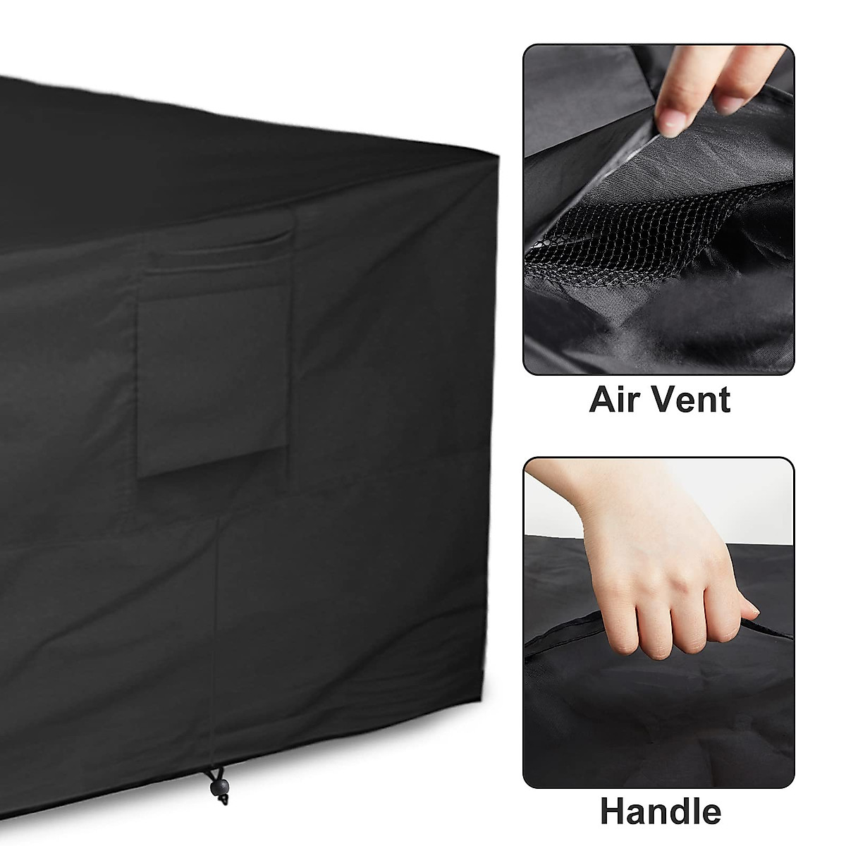 ALSTER Fire Pit Cover, Fits for 30-32 inch, Heavy duty and Waterproof Windproof Covers, 32" L x 32" W x 24" H, Black