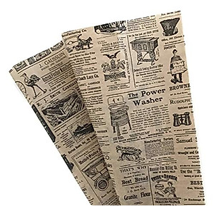 Tissue Paper for Gift Wrapping with Design (Vintage Newspaper) Black and Tan, 24 Large Sheets (20x30)
