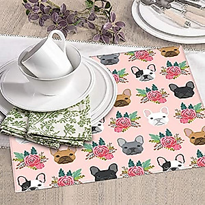 French Bulldog And flowers Printed Drying Mat For Kitchen Ultra Absorbent Microfiber Dishes Drainer Mats Non-Slip Silicone Quick Dry Pad - 18 X 16inch