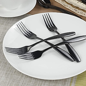 Wekioger 12 Piece Stainless Steel Table Fork Set, 8 Inch Dinner Forks, Black