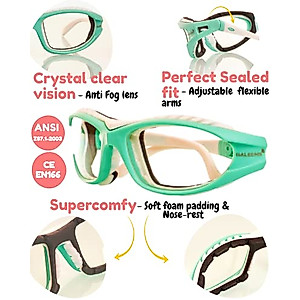 Onion Goggles Tear Free - Kitchen Grilling Glasses, Anti Fog, Anti Scratch, One Size Fit All Men & Women Eyes, Clear Chopping Goggles With Straps For Cooking, BBQ, Smoke, Onion Cutting Goggles (Green)