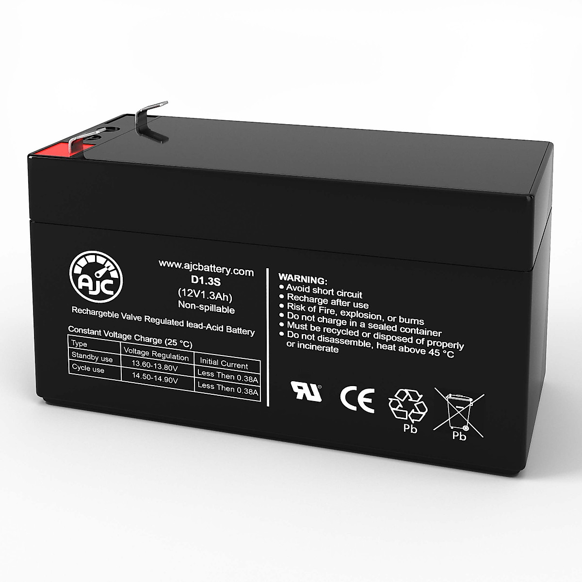 AJC Battery Compatible with Leoch LP12-1.2 12V 1.3Ah Sealed Lead Acid Battery