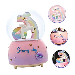 Garneck Music Box Decoration Teenage Girl Gifts Music Decor Desktop Decor Light up Snow Globe Desk Topper Lighted Snow Globe Cartoon Unicorn Snow Globe Snow Globe Ornament Snow Globe Decor