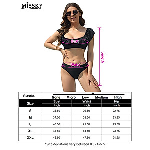 Luna Wave Women's Two Pieces Swimsuit Ruffle Trim Square Neck Tops Bikini Buttom Set Swimwear Tankini Beach Vacation Holiday Outfit Solid Black XL