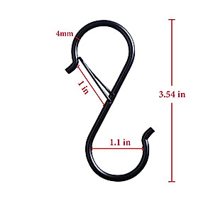 Baoswi 9 Pack S Hooks for Hanging Black S Hooks Heavy Duty Metal Hooks with Safety Buckle Design for Hanging Plants, Lights, Kitchenware, Pans, Pots, Utensils, Clothes, Towels