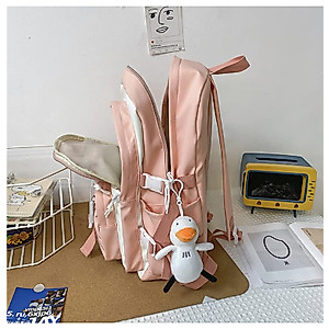 Kawaii Backpack with Cute Duck Plush, Aesthetic Student School Bags BookBag School Supplies Daypack Bag Rucksack (Blue), One Size