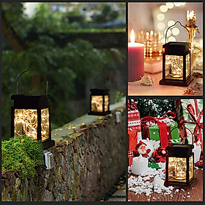 Solar Lantern Outdoor , Hanging Solar Light with 30 LED Fairy String Lights and Handle, Waterproof Decorative Landscape Lamp for Table Garden Patio Yard Walkway Party Christmas Decoration