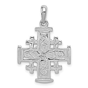 Jewelry Stores Network Solid Scrolled Jerusalem Cross Pendant in Real 14k White Gold 23x23mm