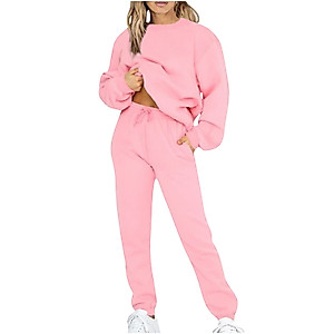 HGps8w Women's Two Piece Outfits Sweatsuit Long Sleeve Sweatshirt and Sweatpants Workout Athletic Tracksuits Loungewear